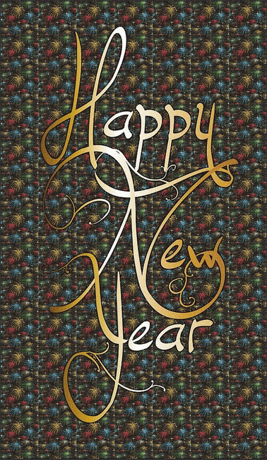 Złoty napis na tapecie Happy New Year - Gify i obrazki na GifyAgusi.pl