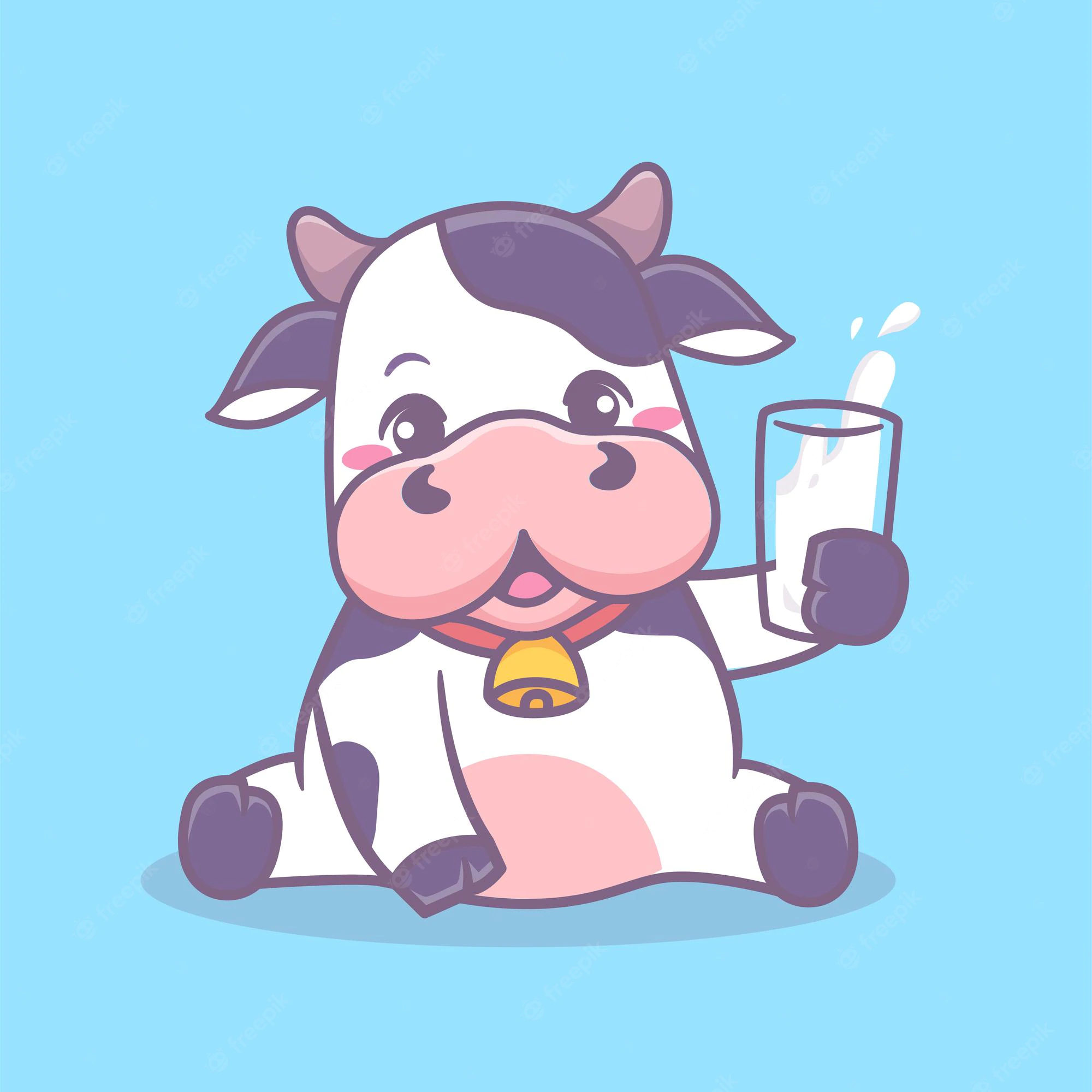 Mała krówka ze szklanką mleka - Gify i obrazki na GifyAgusi.pl